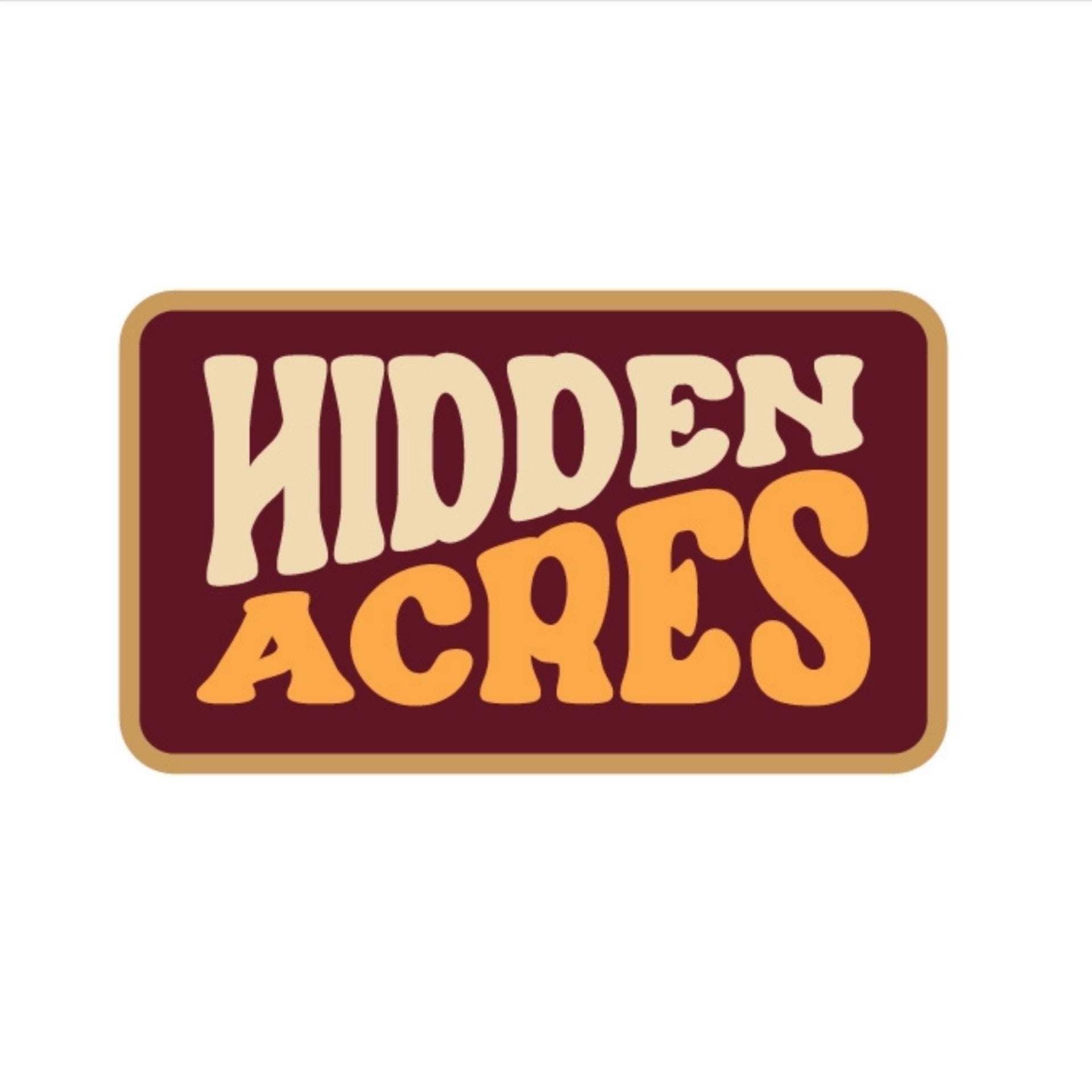 Brown Retro Hidden Acres Sticker | Hidden Acres Christian Center